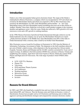 Onida relaunch strategies | PDF