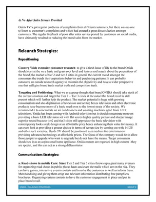 Onida relaunch strategies | PDF
