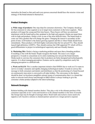 Onida relaunch strategies | PDF