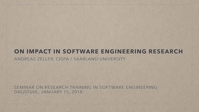 On Impact in Software Engineering Research | PPT