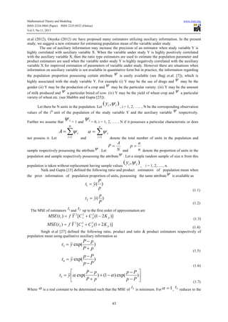 On improved estimation of population mean using qualitative auxiliary information | PDF