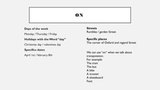 USES OF PREPOSITION OF TIME IN , ON , AT .pptx