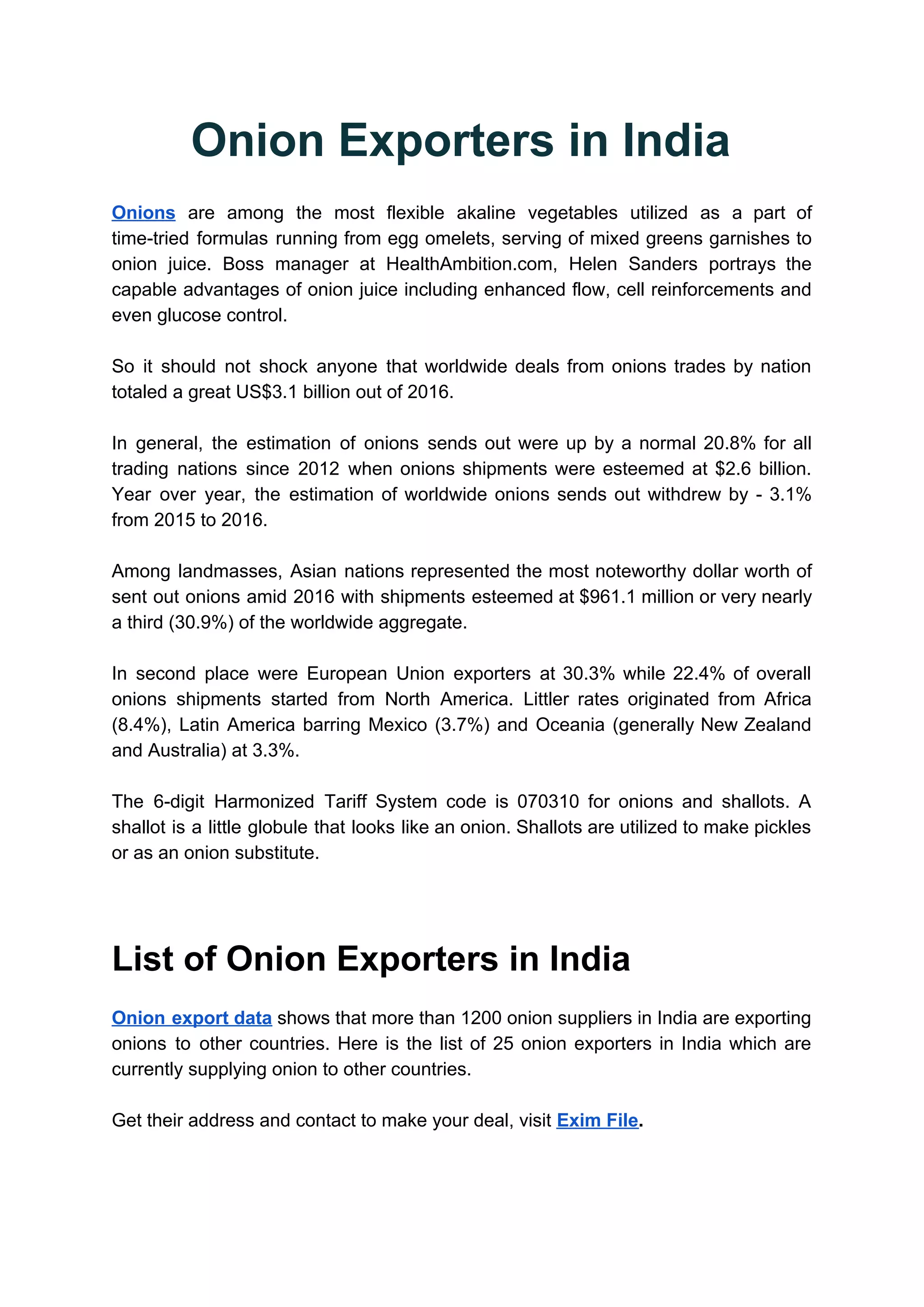 Onion Exporters in India | PDF
