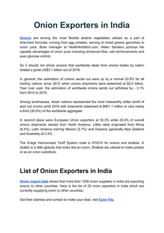 Onion Exporters in India | PDF