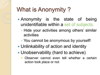 Onion routing and tor: Fundamentals and Anonymity | PPTX