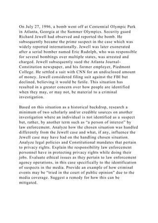 On July 27, 1996, a bomb went off at Centennial Olympic Park in Atla.docx