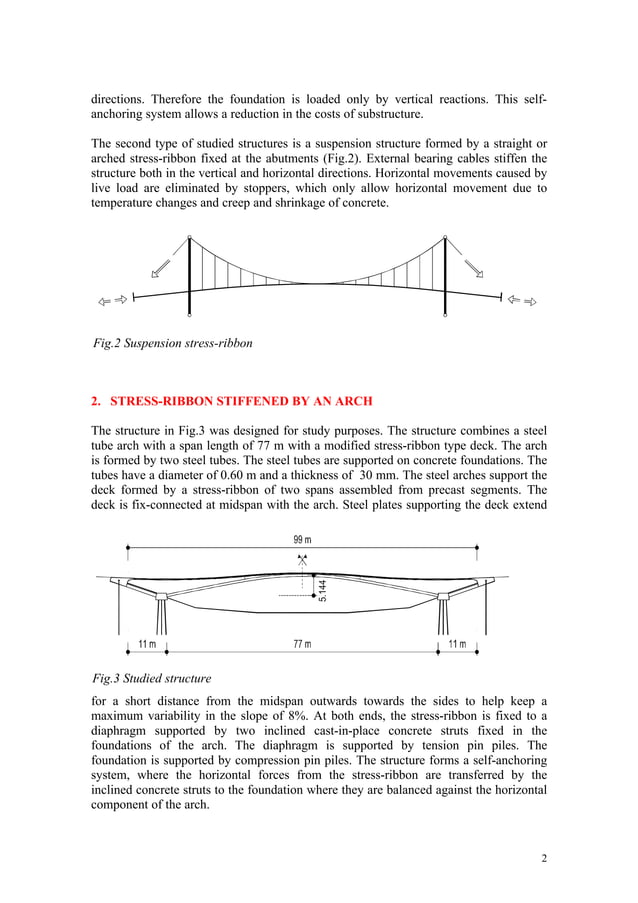 Stress ribbon bridges stiffened by arches or cables | PDF | Civil ...