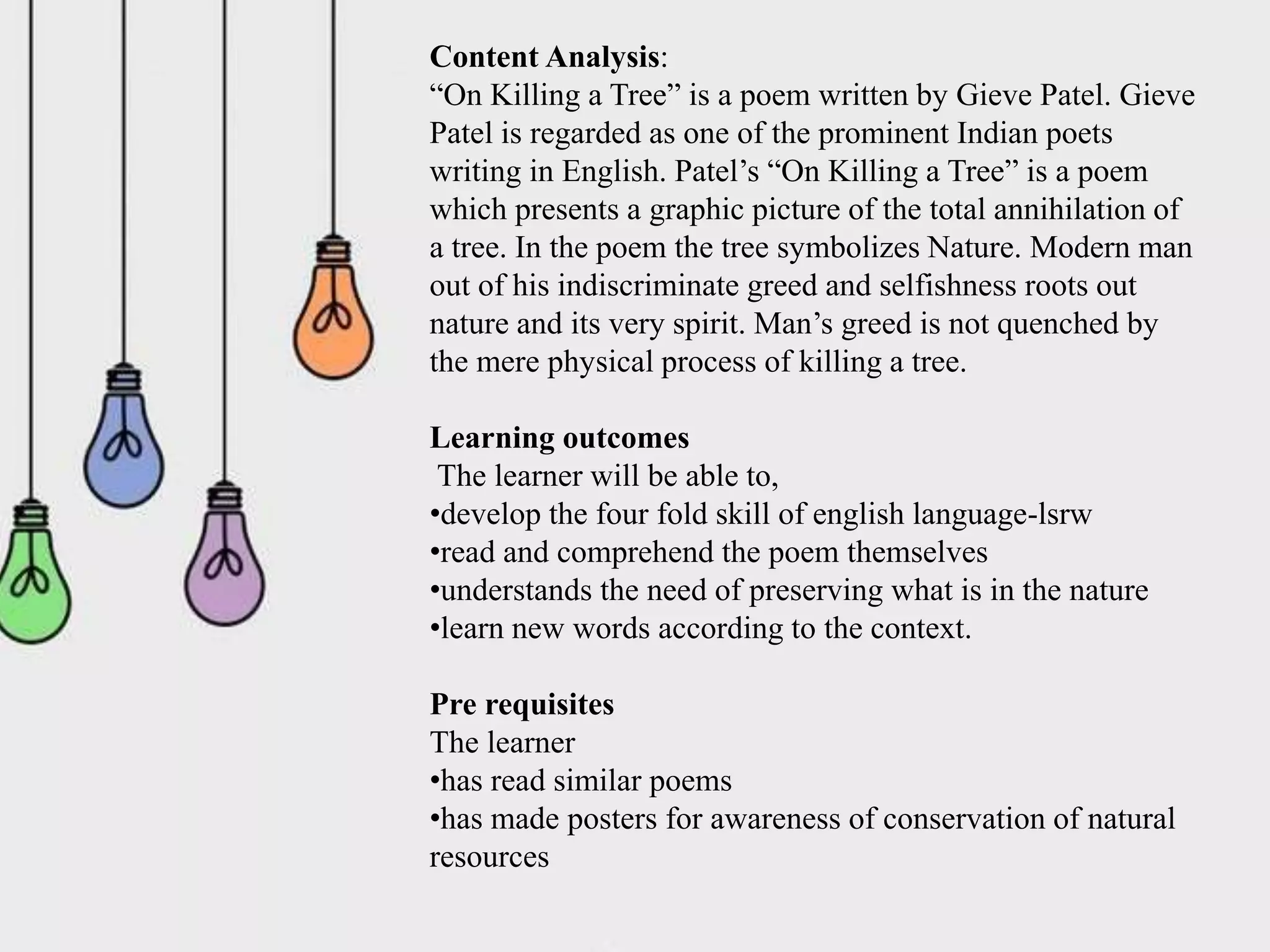 On killing a tree ppt | PPTX