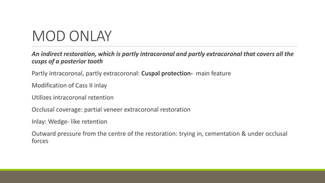 Onlay preparations | PPTX