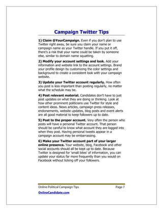 Online Political Campaign Tips | PDF