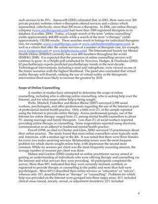 ONLINE COUNSELLING: A REVIEW OF THE LITERATURE | PDF