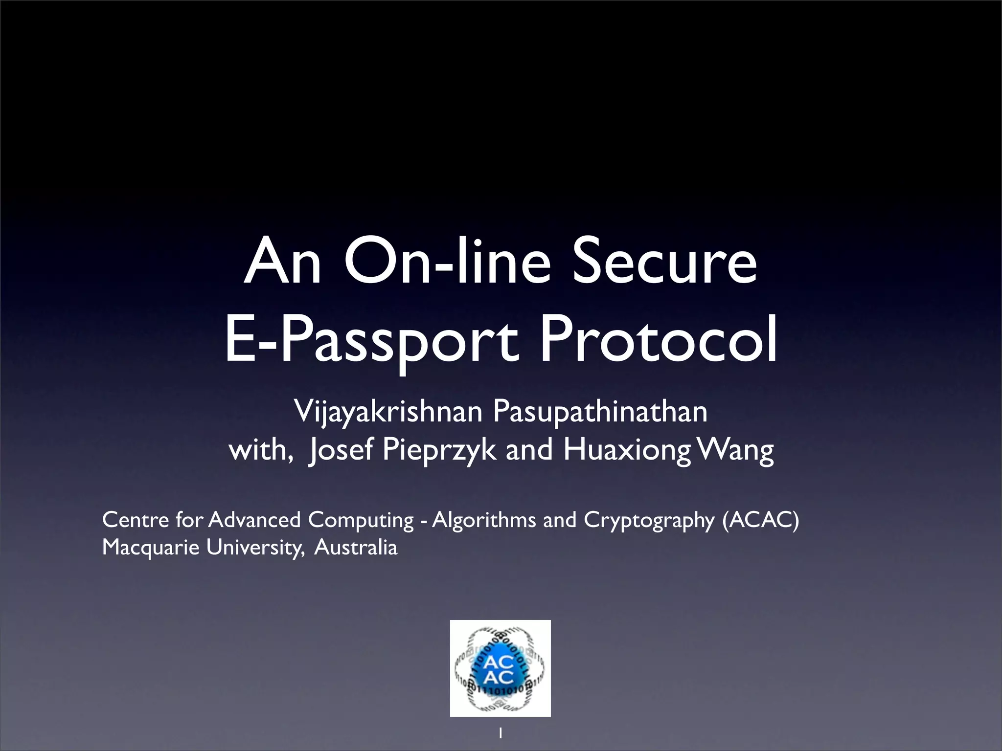 An Online secure ePassport Protocol | PDF