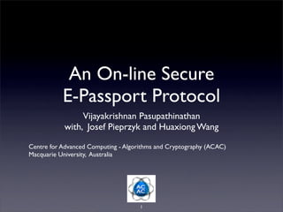 An Online secure ePassport Protocol | PPT