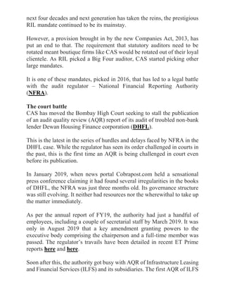 The long chase of nfra to book dhfl auditors chaturvedi & amp; shah | PDF