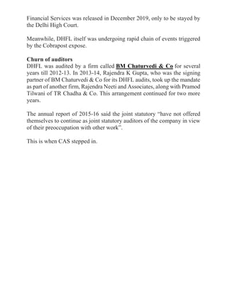 The long chase of nfra to book dhfl auditors chaturvedi & amp; shah | PDF