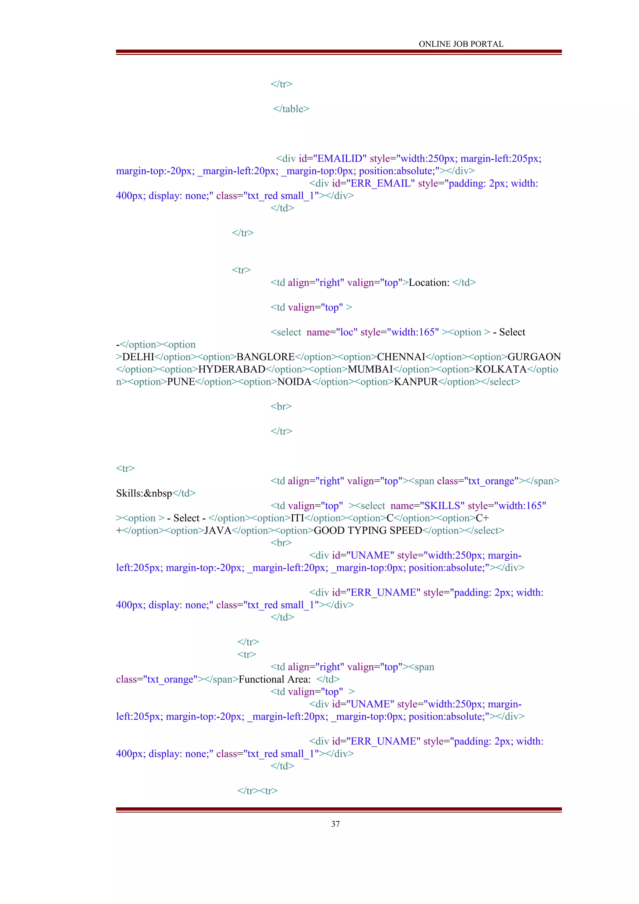 Online job portal java project report | DOC