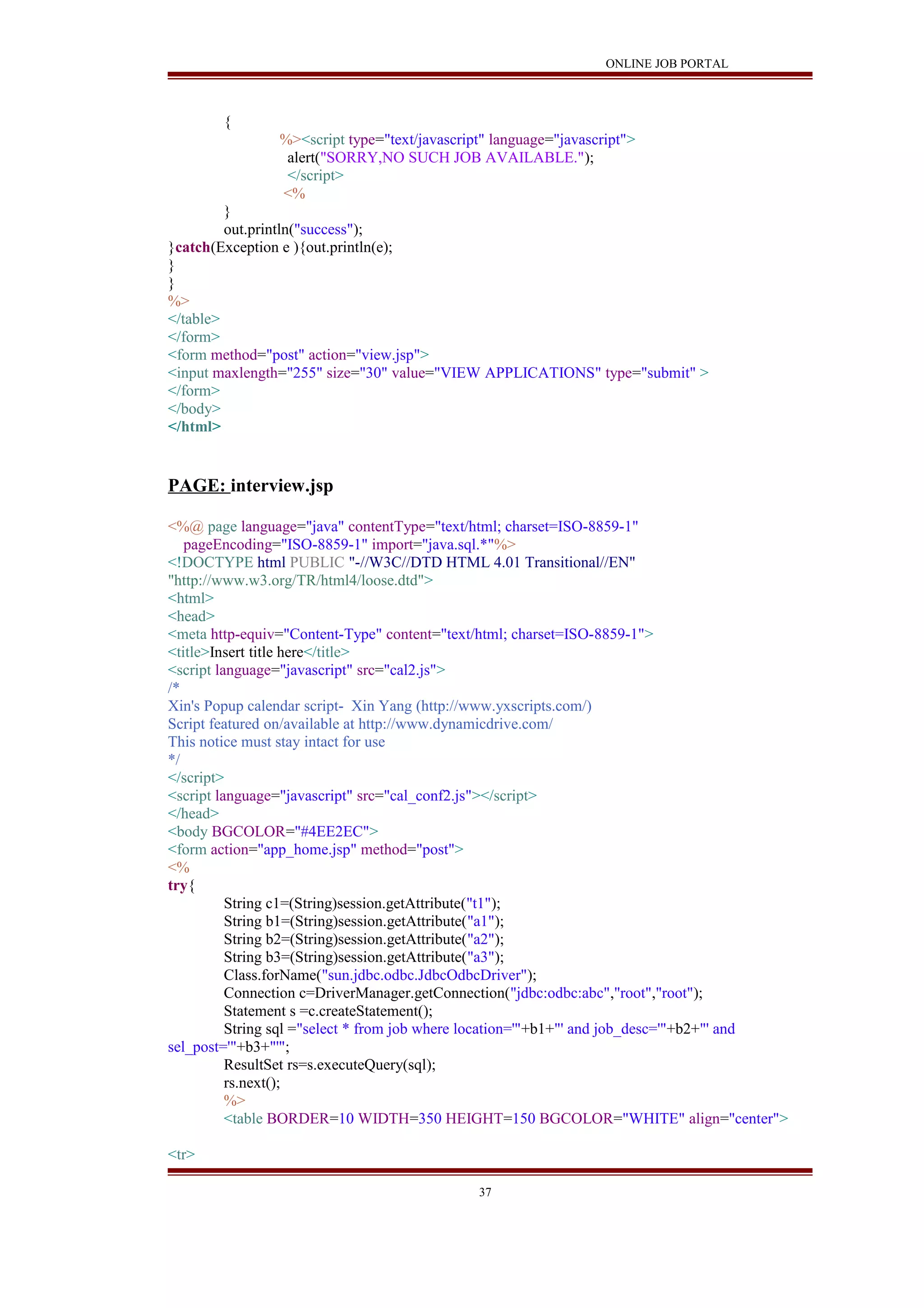 Online job portal java project report | DOC
