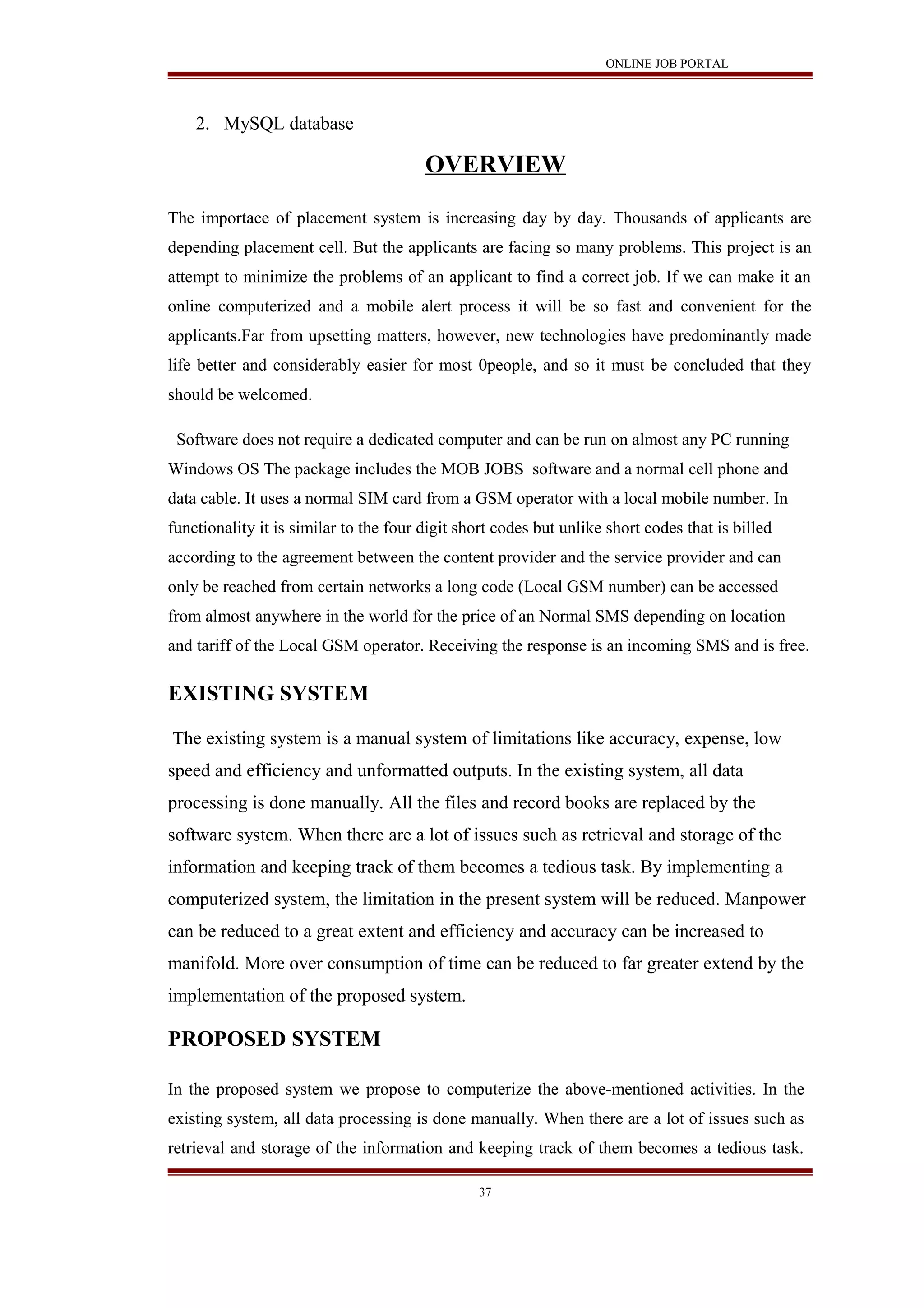 Online job portal java project report | DOC