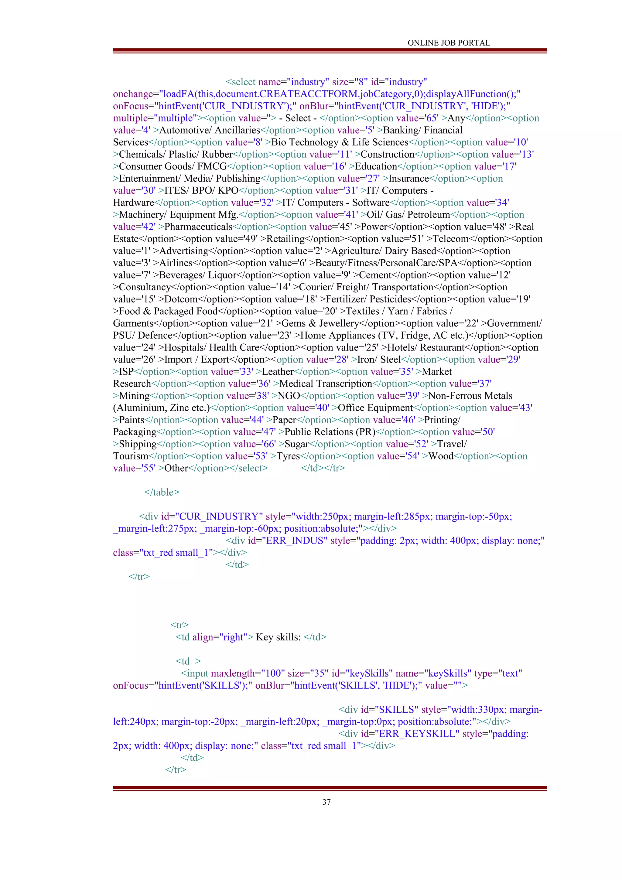 Online job portal java project report | DOC