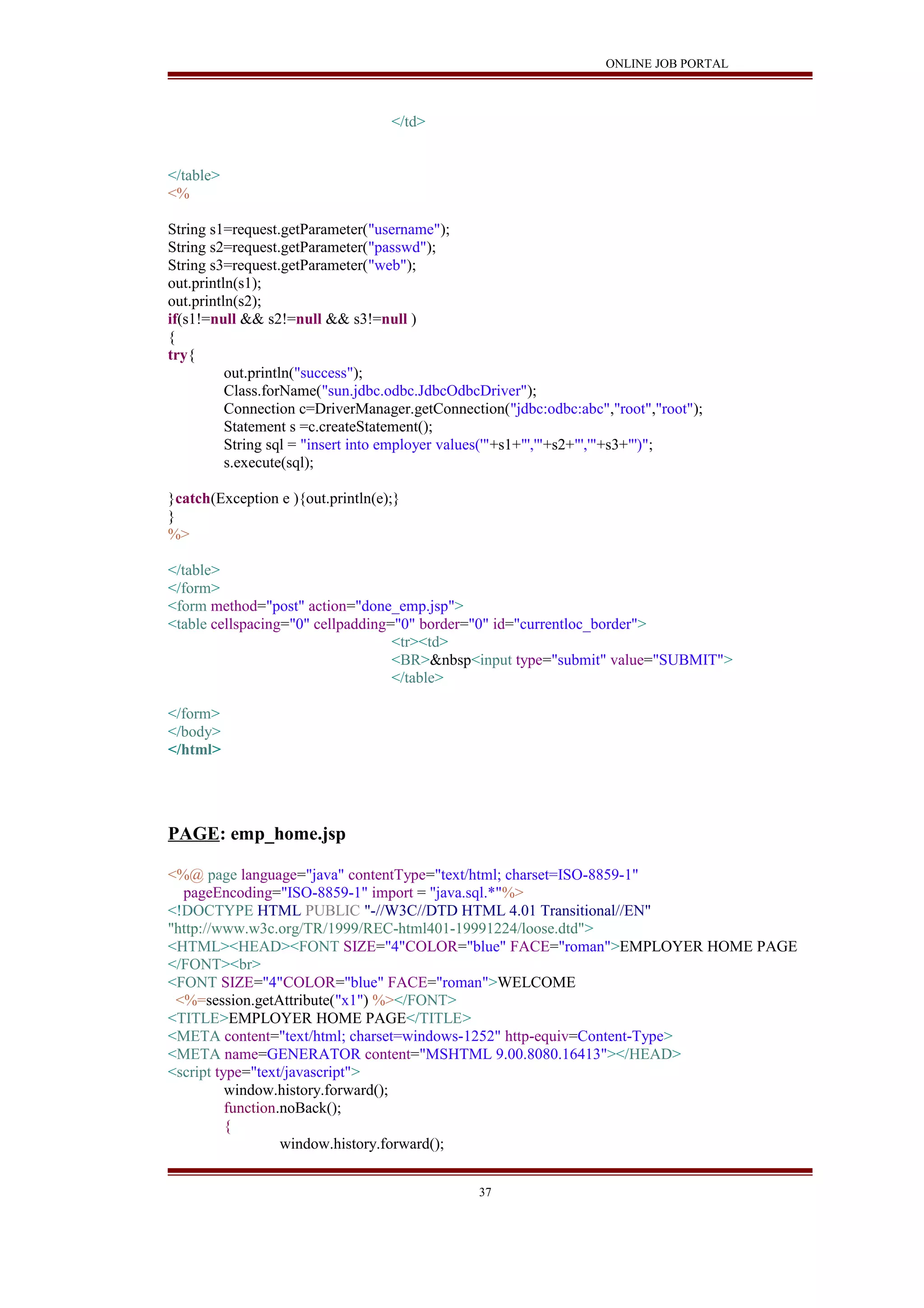 Online job portal java project report | DOC
