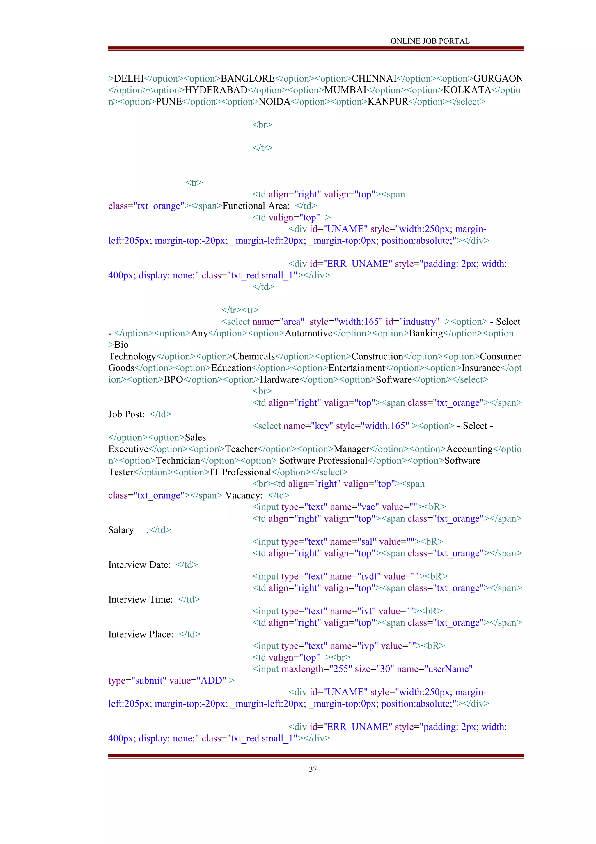 Online job portal java project report | DOC