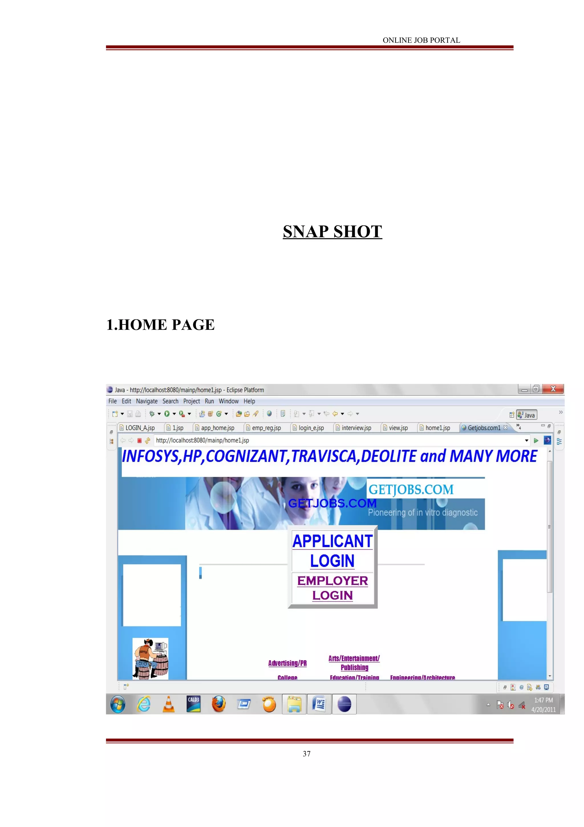 Online job portal java project report | DOC