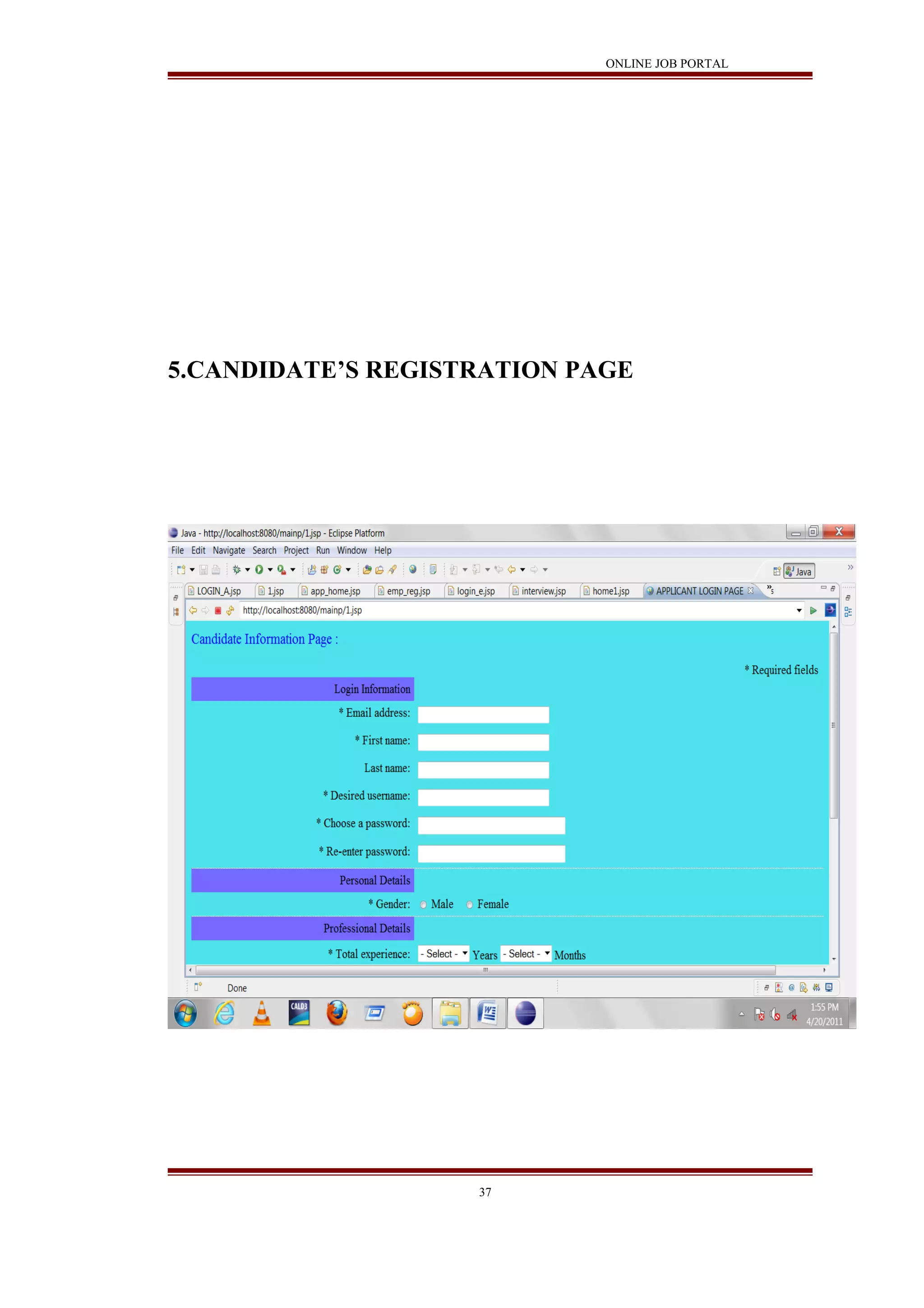 Online job portal java project report | DOC