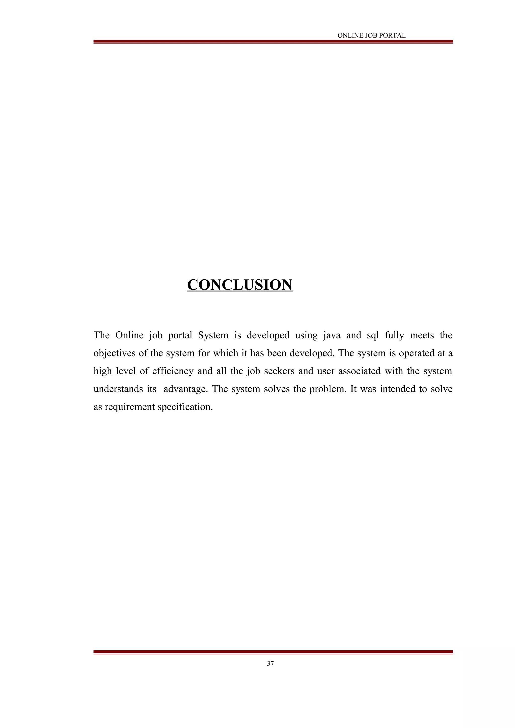 Online job portal java project report | DOC