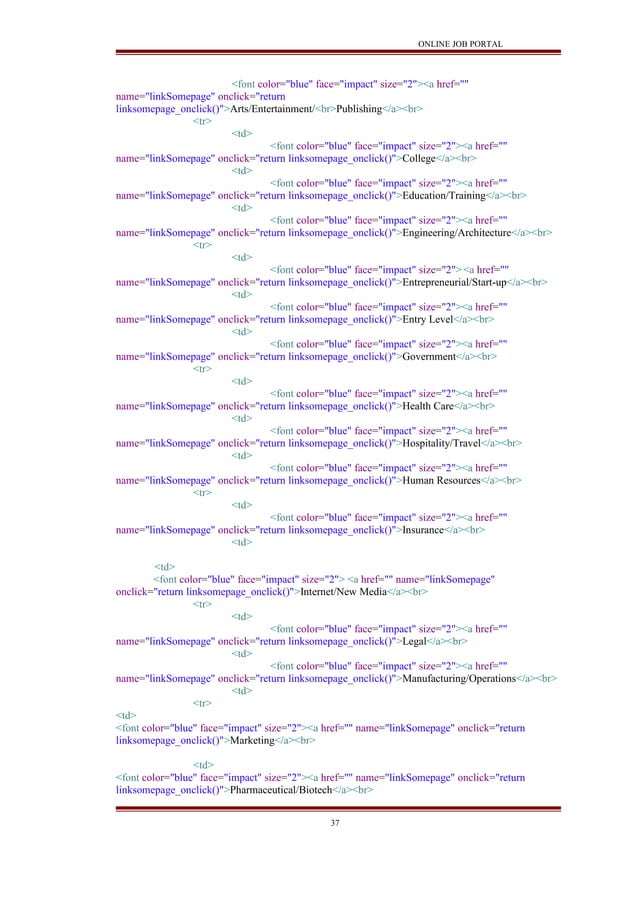 Online job portal java project report | DOC | Web Development | Internet