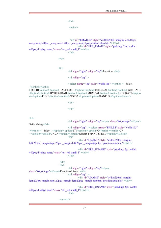 Online job portal java project report | DOC | Web Development | Internet