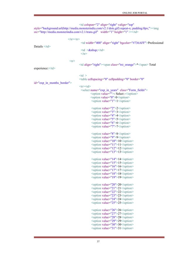 Online job portal java project report | DOC | Web Development | Internet