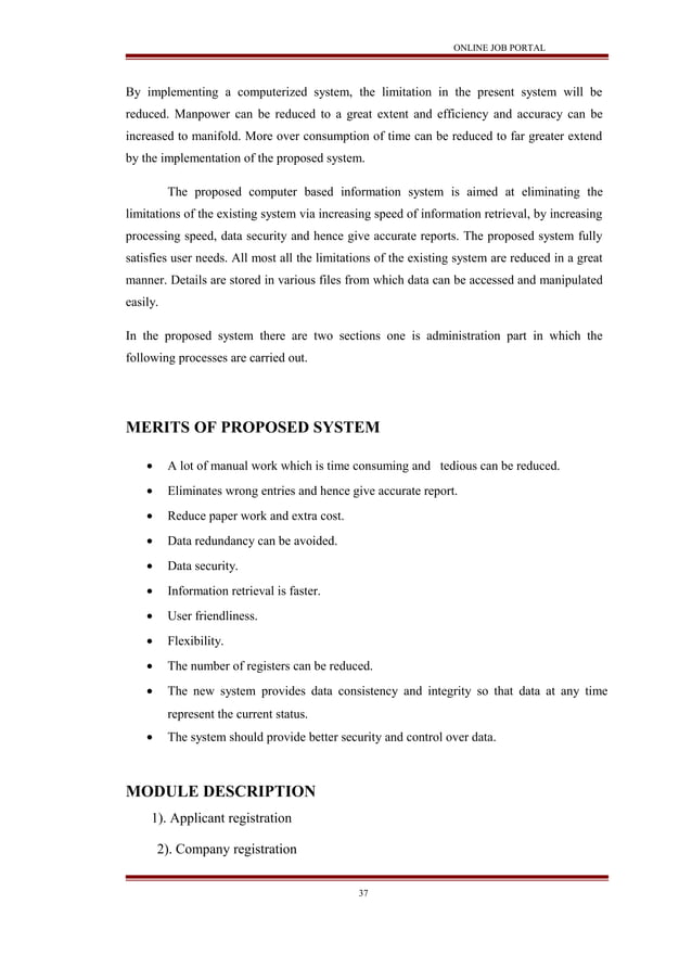 Online job portal java project report | DOC | Web Development | Internet