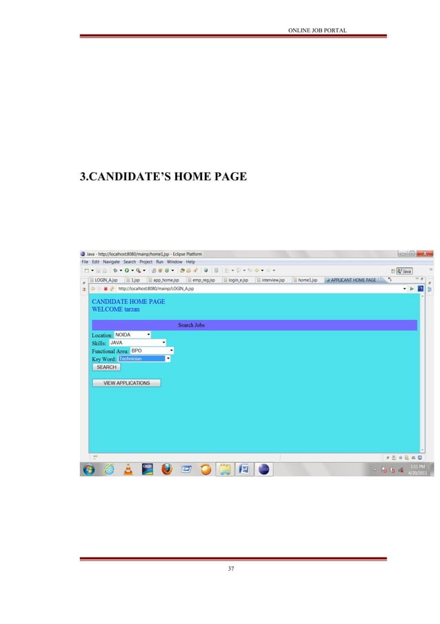 Online job portal java project report | DOC | Web Development | Internet