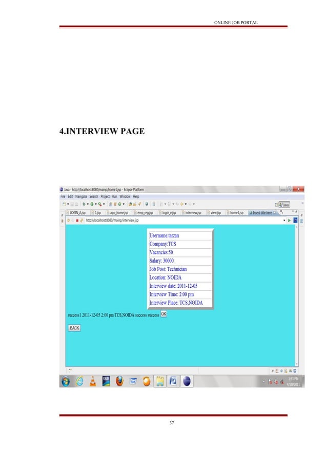 Online job portal java project report | DOC | Web Development | Internet