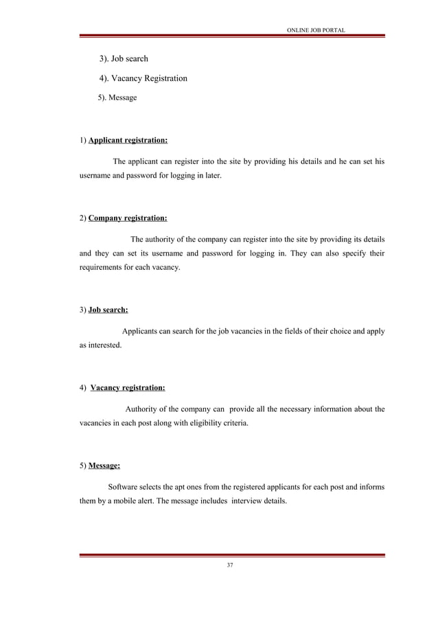 Online job portal java project report | DOC | Web Development | Internet