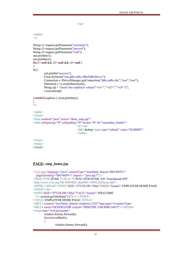 Online job portal java project report | PDF