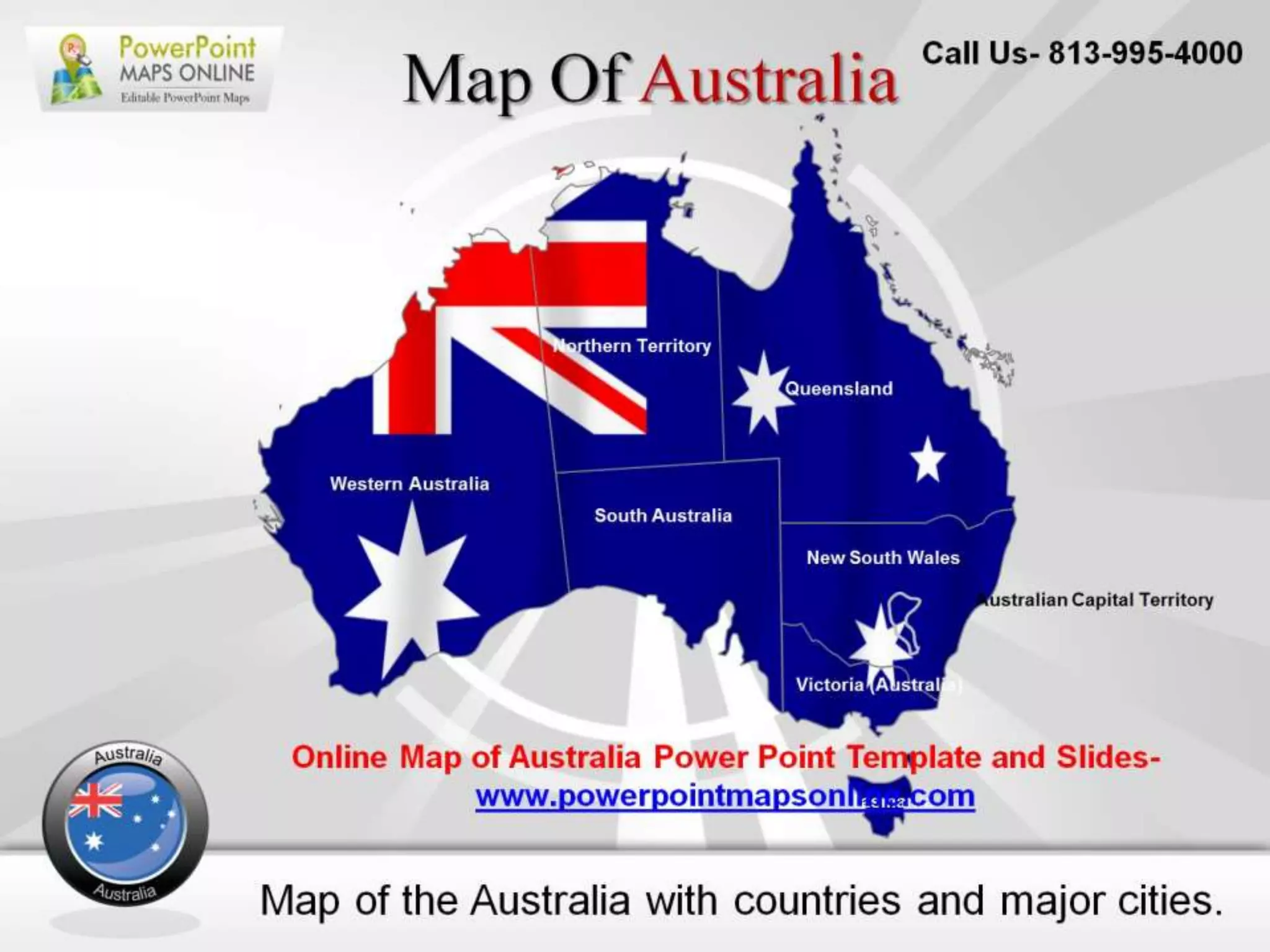Online map of australia powerpoint template and slides | PPTX