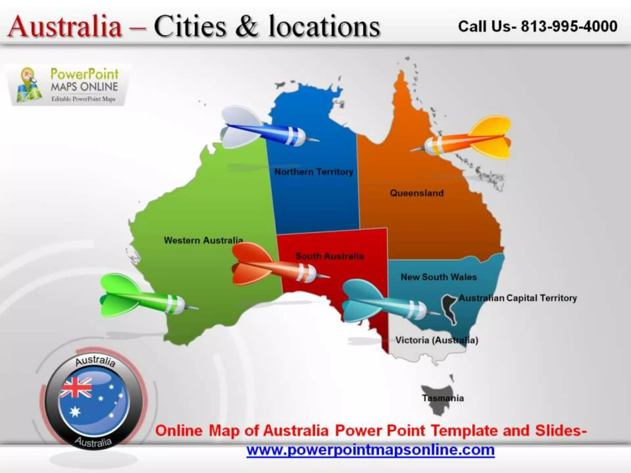 Online map of australia powerpoint template and slides | PPTX