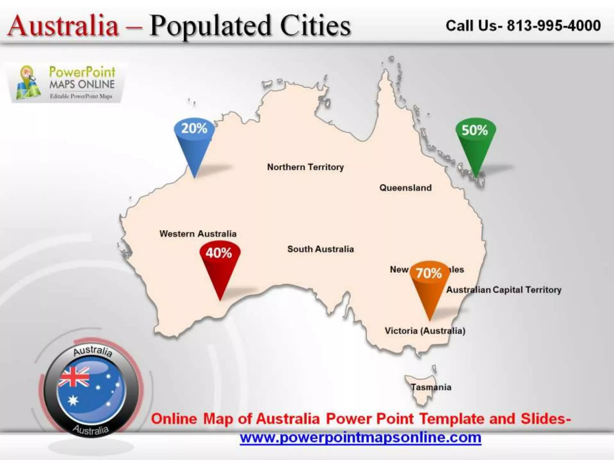 Online map of australia powerpoint template and slides | PPTX