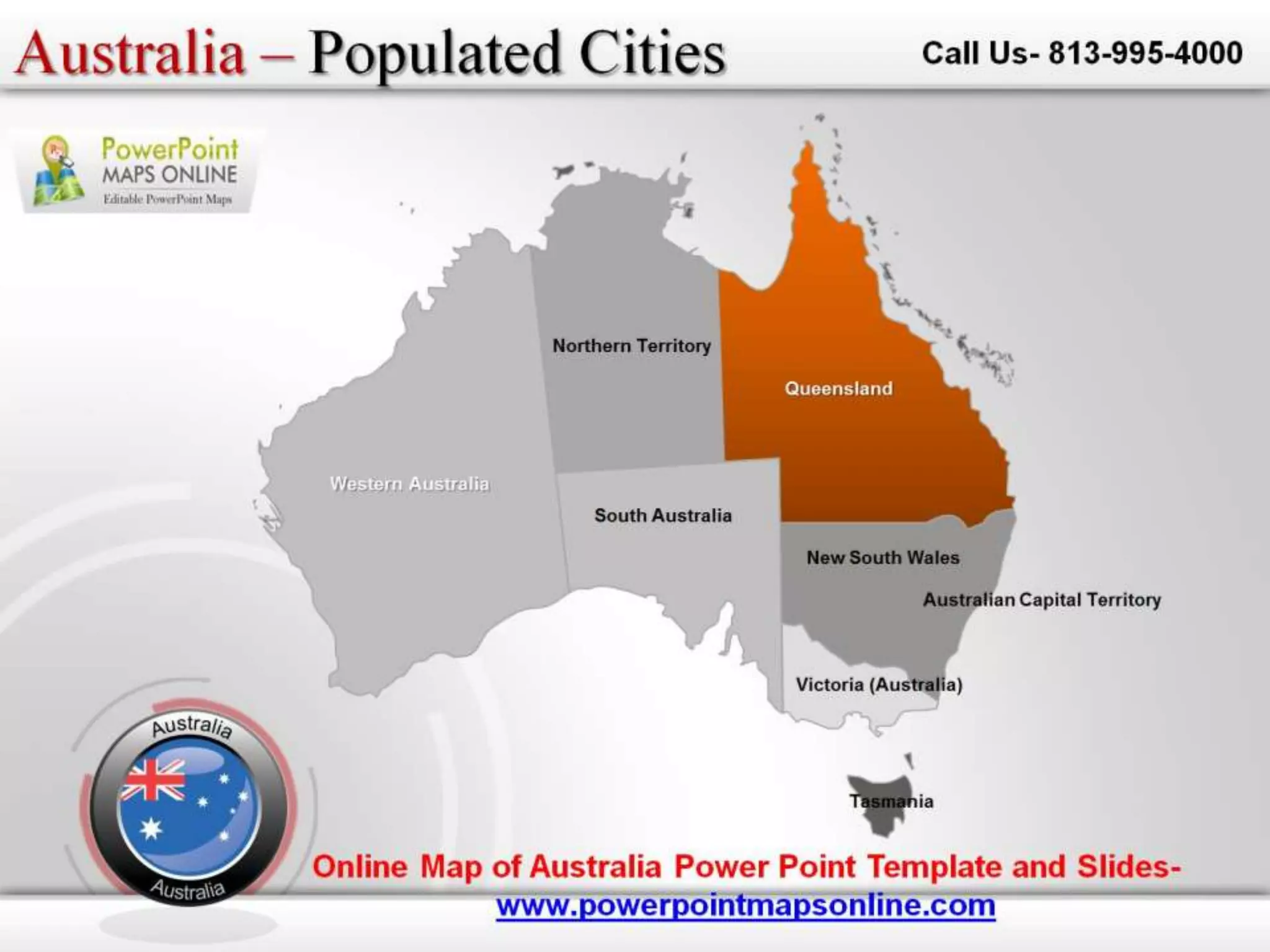 Online map of australia powerpoint template and slides | PPTX