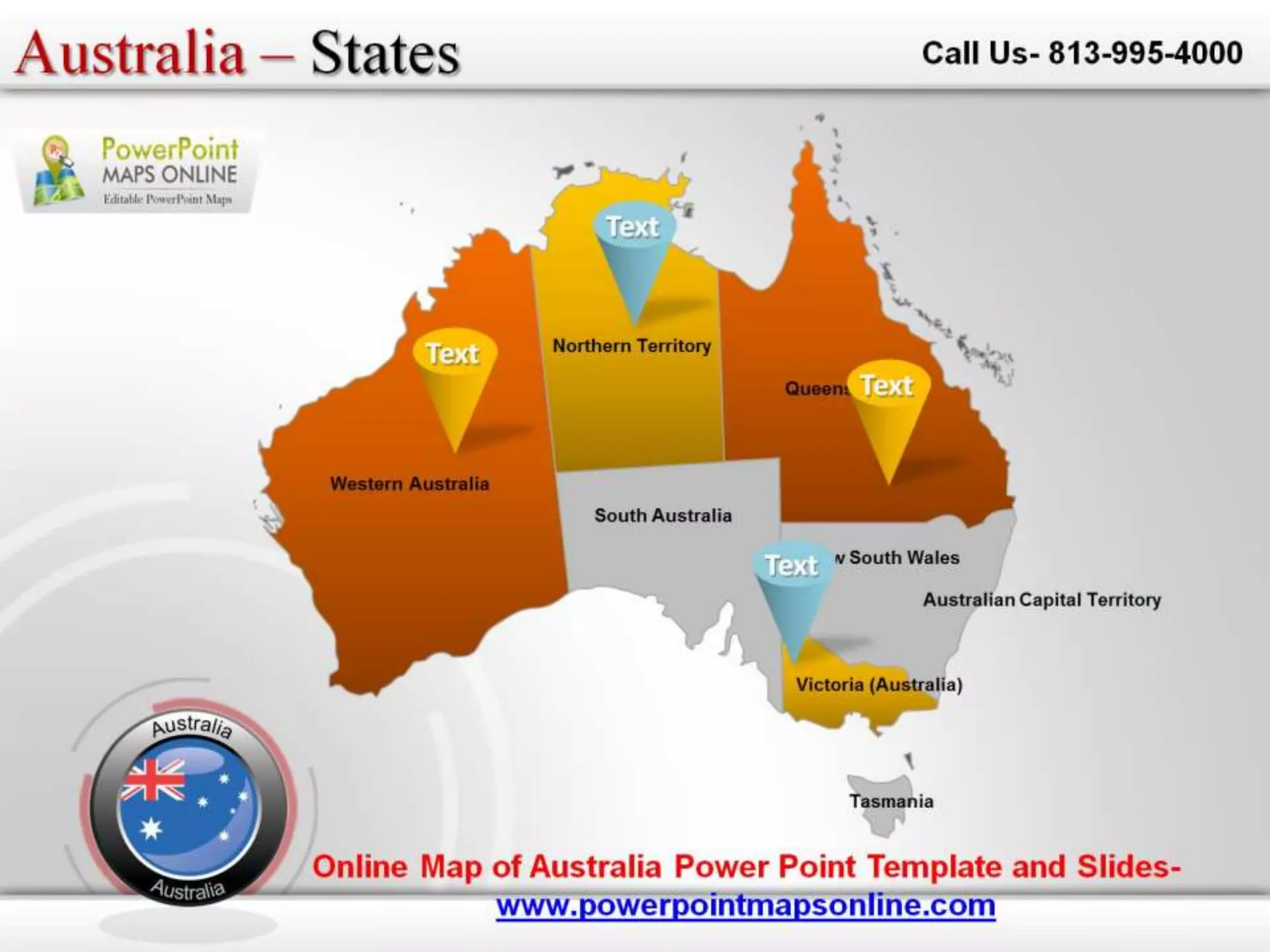 Online map of australia powerpoint template and slides | PPTX