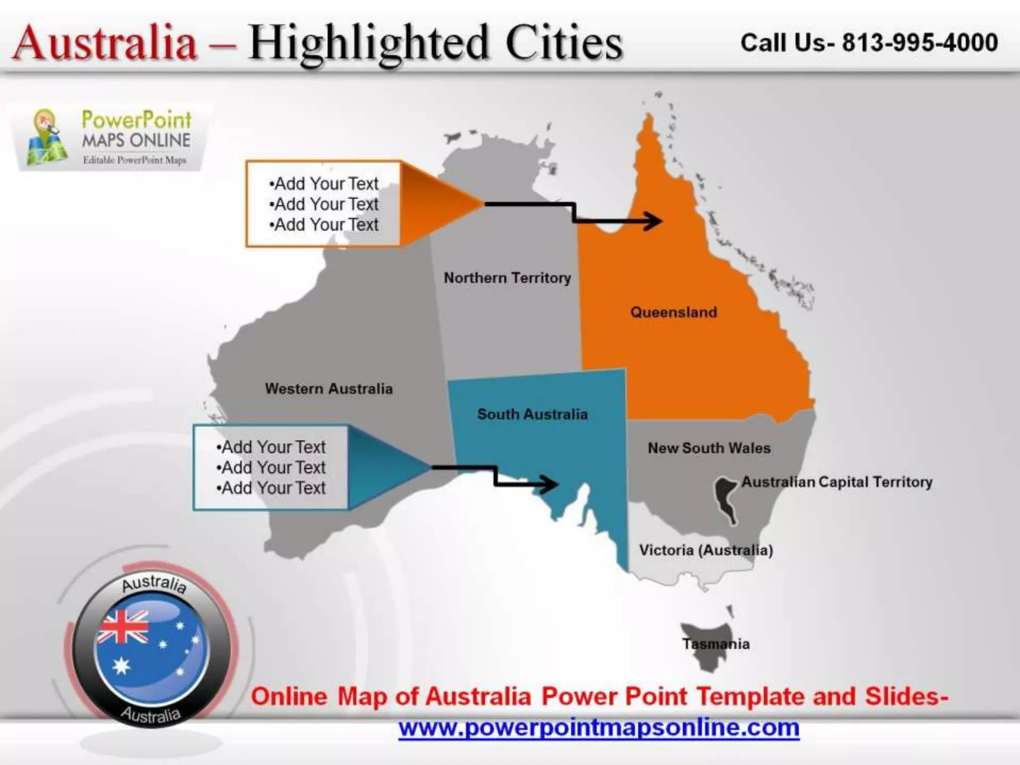 Online map of australia powerpoint template and slides | PPTX