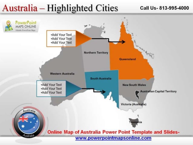 Online map of australia powerpoint template and slides | PPT
