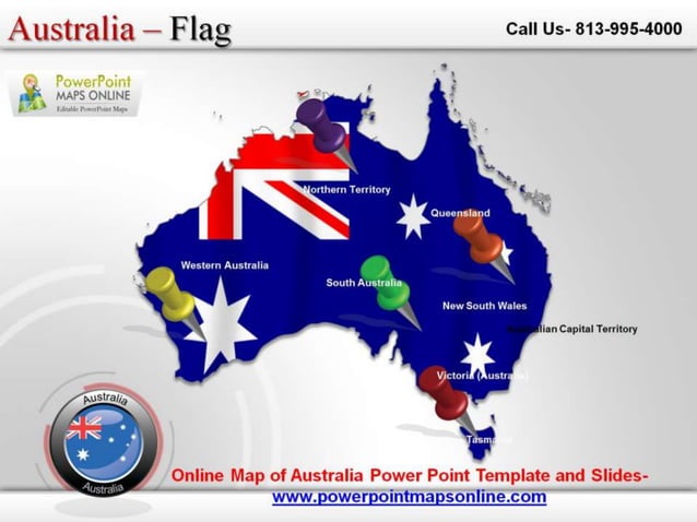 Online map of australia powerpoint template and slides | PPT