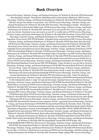 ONLINE SHOOP Exercise Physiology: Nutrition, Energy, and Human ...