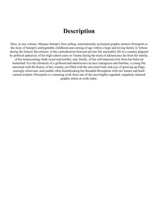 ONLINE SHOOP The Complete Persepolis (Persepolis, #1-4) BY Marjane ...