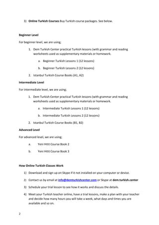 Online Turkish Language Lessons Classes Courses | PDF