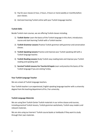 Online Turkish Language Lessons Classes Courses | PDF