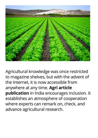 Online Agriculture Article Publication: Transforming India's Agri ...