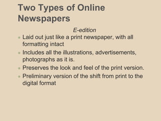 Online and offline newspapers | PPTX